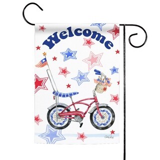 Red and Blue Patriotic Cruiser Cycle Outdoor Garden Flag 18" x 12.5 ...