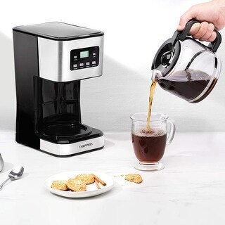Chefman Programmable Electric Coffee Maker, Square Stainless Steel, 12 ...