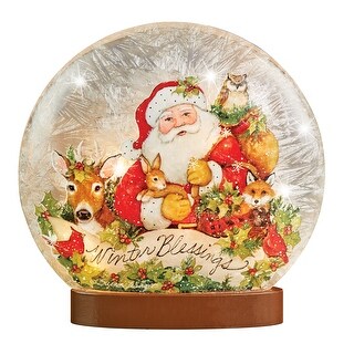 LED Lighted Frosted Glass Santa Sphere Christmas Decoration - 7 x 7 x 1 ...
