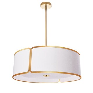3LT Gold Pendant White Notched Drum Shade & Diffuser - Bed Bath ...
