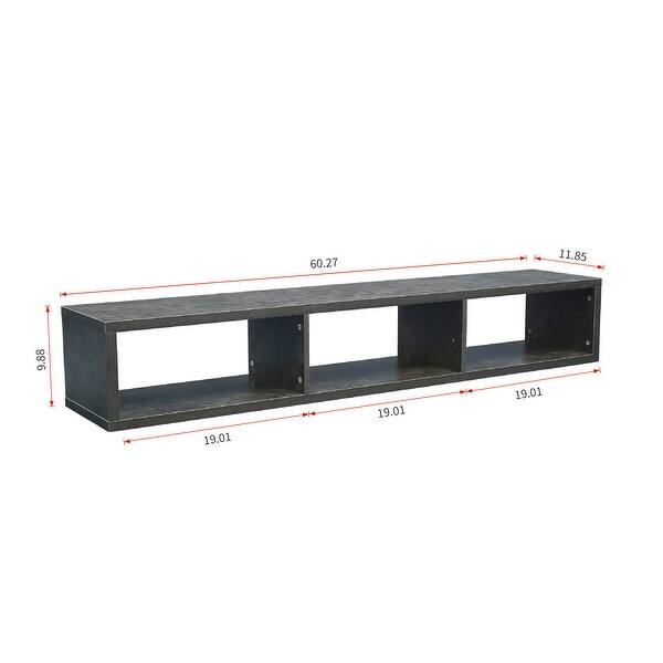 Shallow Floating TV Console 60" TV Stand with Center Storage Rack - Bed ...
