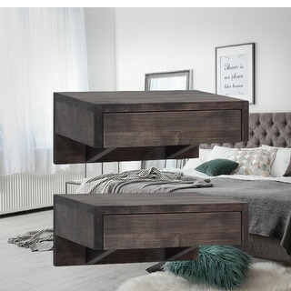 Artisan Oak Floating Nightstand with Modern Wall-Mounted Drawer - Bed ...