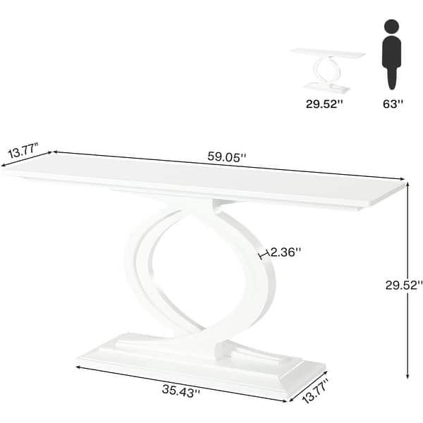 59" Console Table for Entryway, White Farmhouse Console Table for ...