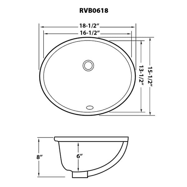 Ruvati 18 x 15 inch Undermount Bathroom Sink White Oval Porcelain ...