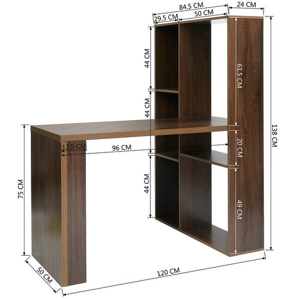 TiramisuBest 2 in 1 L-shape Computer Desk/Desktop with Shelves - Bed ...