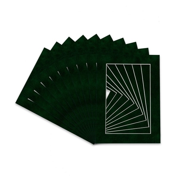 Pack of TEN 16x16 Mats Bevel Cut for 8x8 Photos - Acid Free Green Suede ...