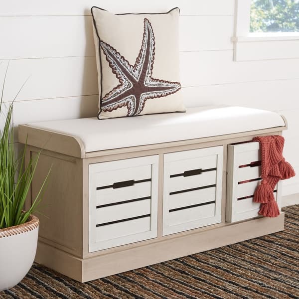 SAFAVIEH Briar 3 Drawer Cushion Bench - 42" W x 15" D x 20" H - On Sale ...