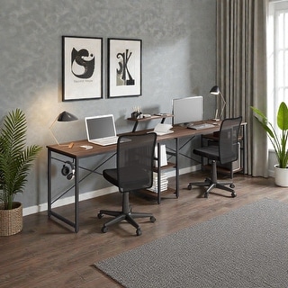 L-Shaped Computer Desk with Storage Shelves, Reversible Inline Office ...