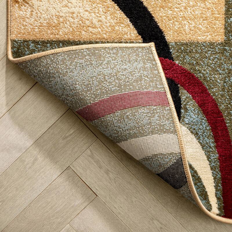 Well Woven Modern Geometric Abstract Shapes Red Oversized Runner Rug ...