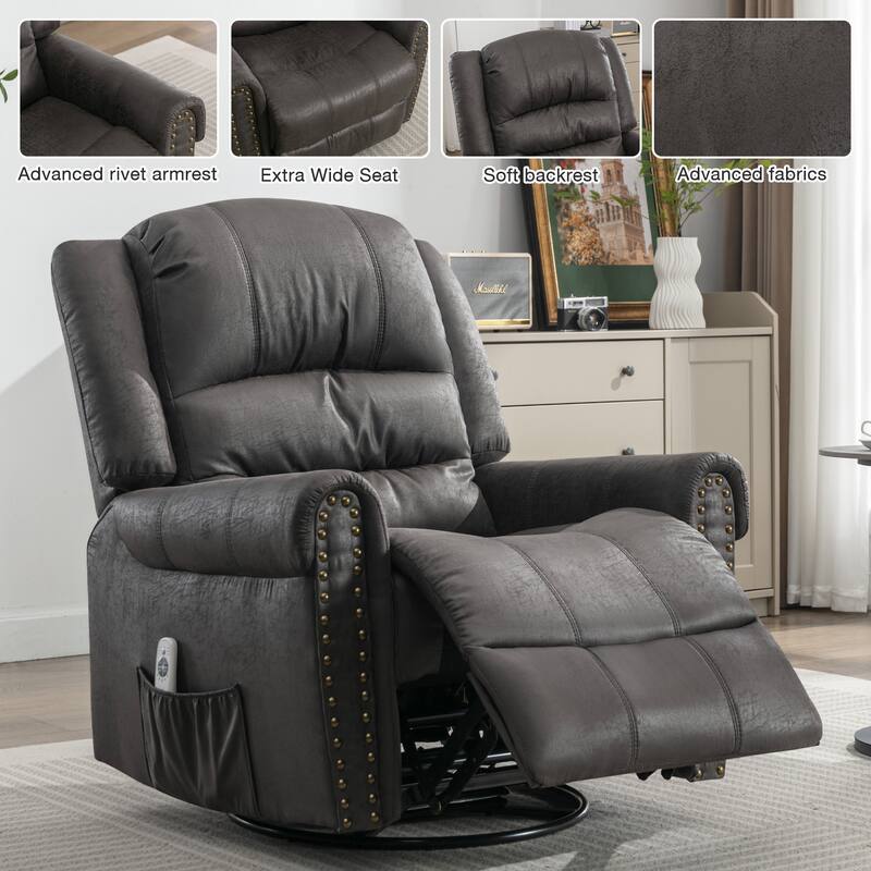 Lazy Boy Swivel Manual Reclining Chair, Rocker Chair with Heat and ...