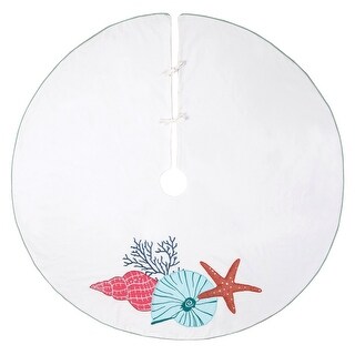 Seashells Starfish and Coral Christmas Holiday Tree Skirt 54 Inches ...