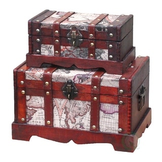 Vintiquewise® Old World Map Wooden Trunk/Box - Bed Bath & Beyond - 10612737