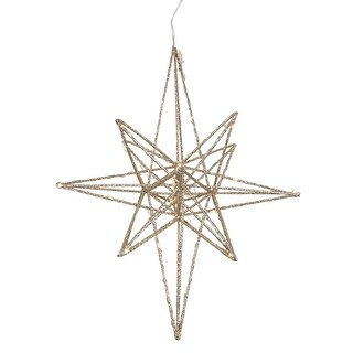 12" LED Lighted B/O Gold Glittered Geometric Star Christmas Decoration ...