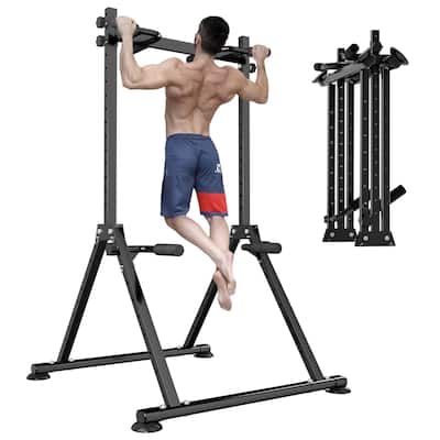 Foldable Power Tower Dip Station Pull Up Bar, Multifunction Home Gym ...