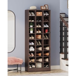 10-Tier Shoe Storage Cabinet, Freestanding Shoe Organizer with 30 ...
