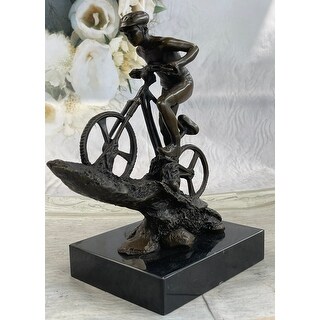 Signed: Nick Bronze Sculpture Biking Sport Statue Man On Bike Bicycle ...