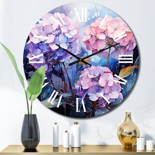 Designart "Blue Purple Hydrangea Hydrangea Whispers" Floral Oversized ...