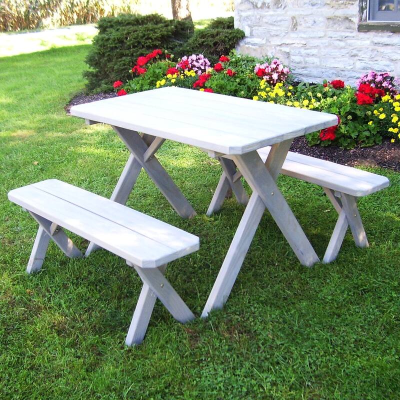 Pressure Treated Pine 4' Cross-Leg Picnic Table with 2 Benches ...