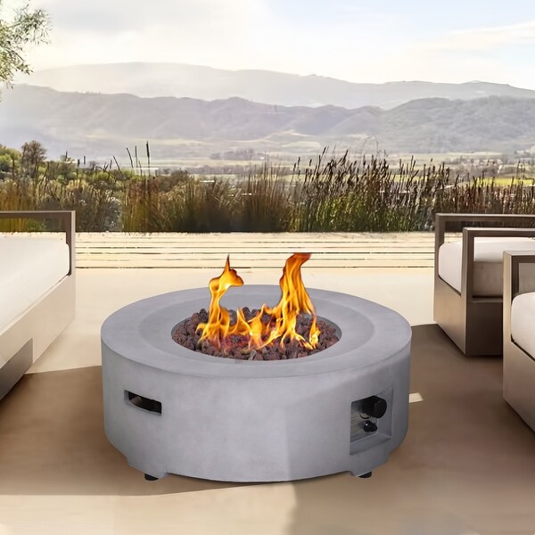 Patio Heater Diameter 30 Inch x 11 Inch Round Faux Concrete Texture Propane Gray Fire Pit Bed Bath Beyond 41886798