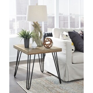Everson Solid Fir End Table in Sand Dollar - 23" x 32.3" x 23" - Bed ...