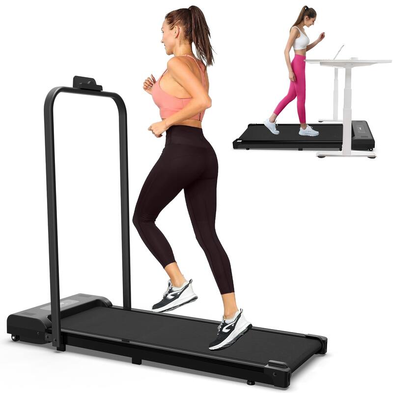 2 in 1 Portable Treadmill with Handle Remote Control LED Display ...