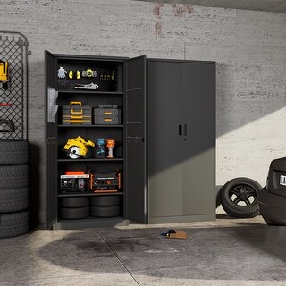 70" Modern Metal Storage Cabinet, Six Layers Storage Locker - Bed Bath ...