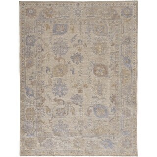 HomeRoots 4' X 6' Tan Orange And Blue Floral Hand Knotted Stain ...