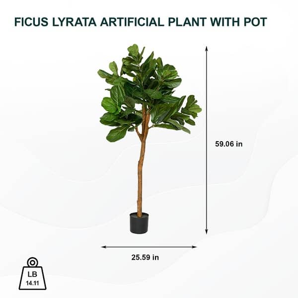Pottery Pots Large Ficus Lyrata Indoor Outdoor Artificial Plant with ...