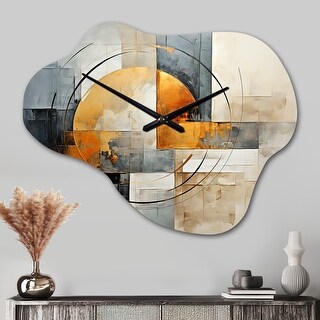 Designart - Gold Grey Gleaming Geometry VI - Abstract Collages Large ...