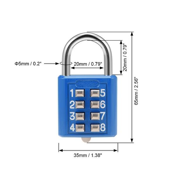 8-Digit Combination Padlock Push Button Lock for Locker Cabinet - Bed ...