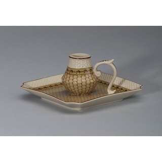 3" Decorative Porcelain Candlestick, Tan - Bed Bath & Beyond - 42708249