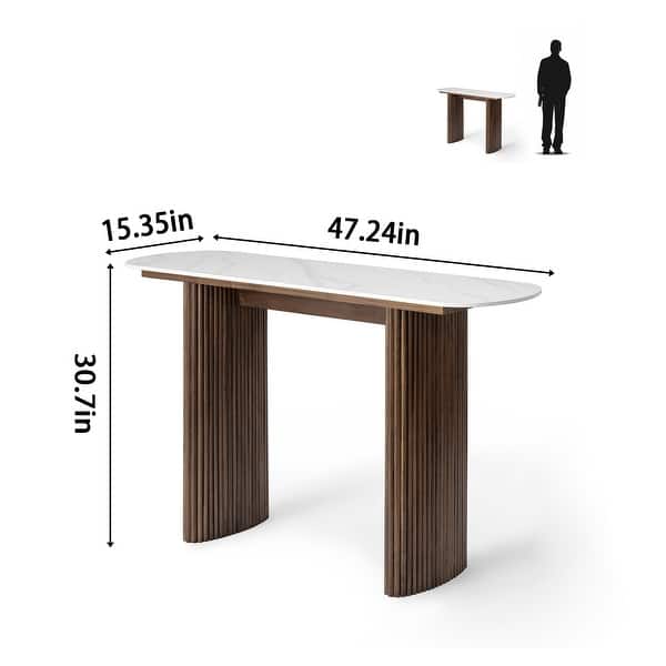 Marble Console Table Entryway Table with Fluted Base - Bed Bath ...