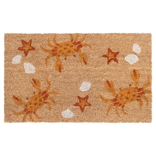 RugSmith White Machine Tufted Crabs Doormat, 18"x30" - Bed Bath ...