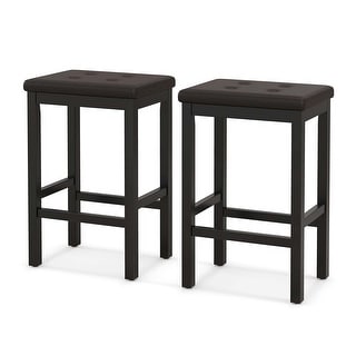 Costway Set of 2 Rubber Wood Bar Stools 24" Counter Height Stool with ...