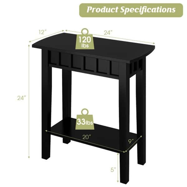 2-Tier Narrow Wood End Table with Storage Shelf for Small Spaces - Bed ...