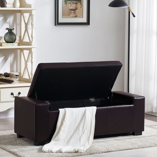 Faux Leather Upholstery Storage Ottoman Bench - Bed Bath & Beyond ...