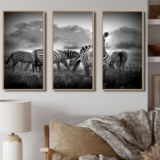 Designart "Zebra in black and white" Animal Framed Canvas Wall Art ...