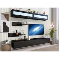 Modern Floating Entertainment Center with LED Lights, High-Quality MDF ...