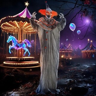 Halloween Animatronic Clown with Orange Hair and LED Eyes - Bed Bath ...