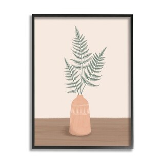 Stupell Botanical Herb Ferns Roots Aztec Patterned Plant Vase Framed ...