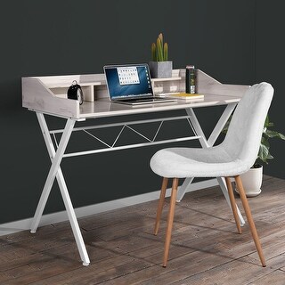 Simplicity Style Computer Desk, Rectangular Desk with 3-Open Cubbies ...