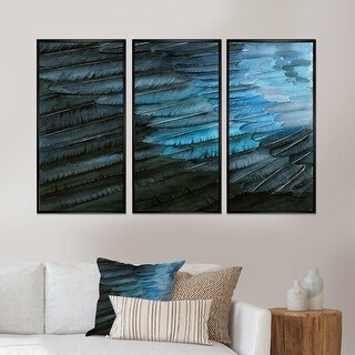 Designart "Blue Fragment Of A Bird Wing III" Traditional Framed Wall ...