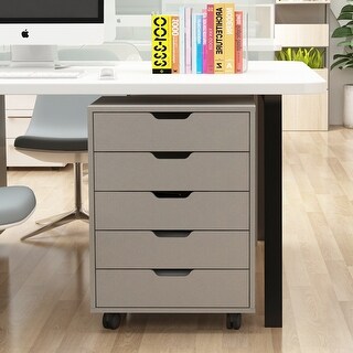 Modern Five-Drawer Wood Rolling File Cabinet - Bed Bath & Beyond - 39283832