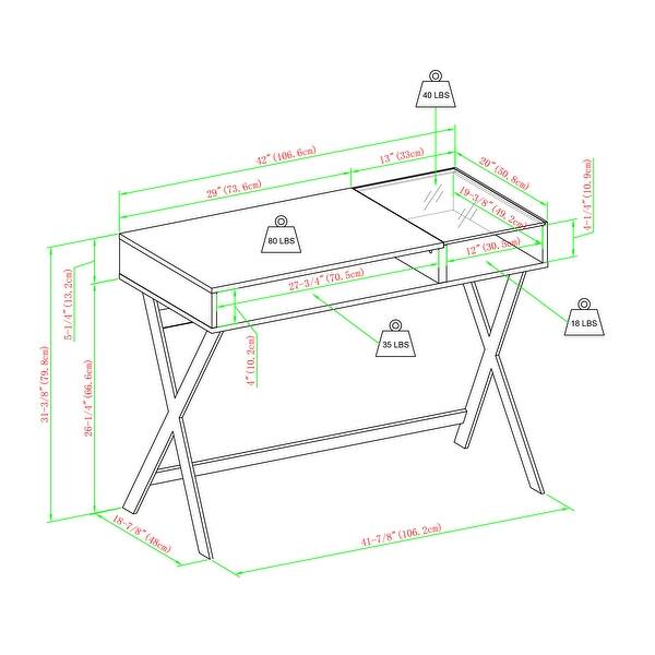 Middlebrook 42-inch Open Shelf X Leg Writing Desk - Bed Bath & Beyond ...