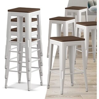 Mixoy Bar Stool 26.4'' Indoor Outdoor Stackable Barstools Modern ...