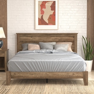 GALANO Layton Wood Frame Queen Platform Platform Bed with Headboard ...