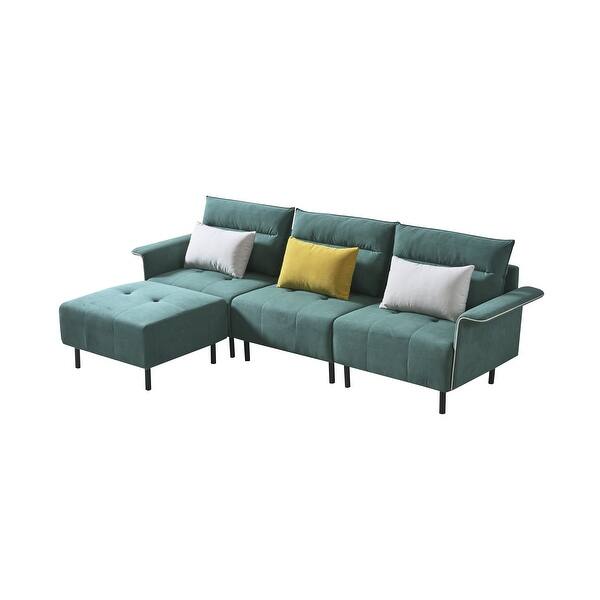 L-Shaped Modular Sectional Sofa (3-Seat) Velvet Upholstered Sofa - Bed ...