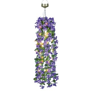 Solar Powered Artificial Hanging Outdoor Mini Lilies - 7.000 x 7.000 x ...