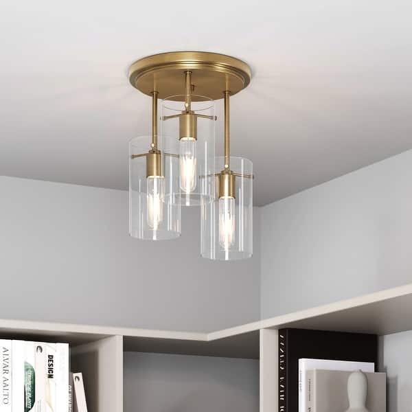Nathan James Ophelia Semi Flush Mount Ceiling 3-Light Fixture with ...