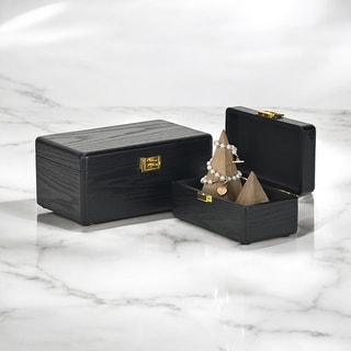 Sable Set of 2 Wooden Boxes with Gold Handles - Bed Bath & Beyond ...